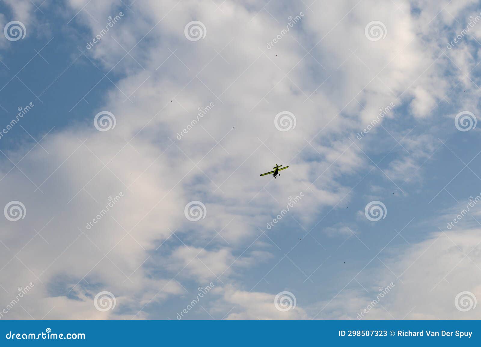Small Aircraft Flying in the Clouds Stock Image - Image of graphic ...