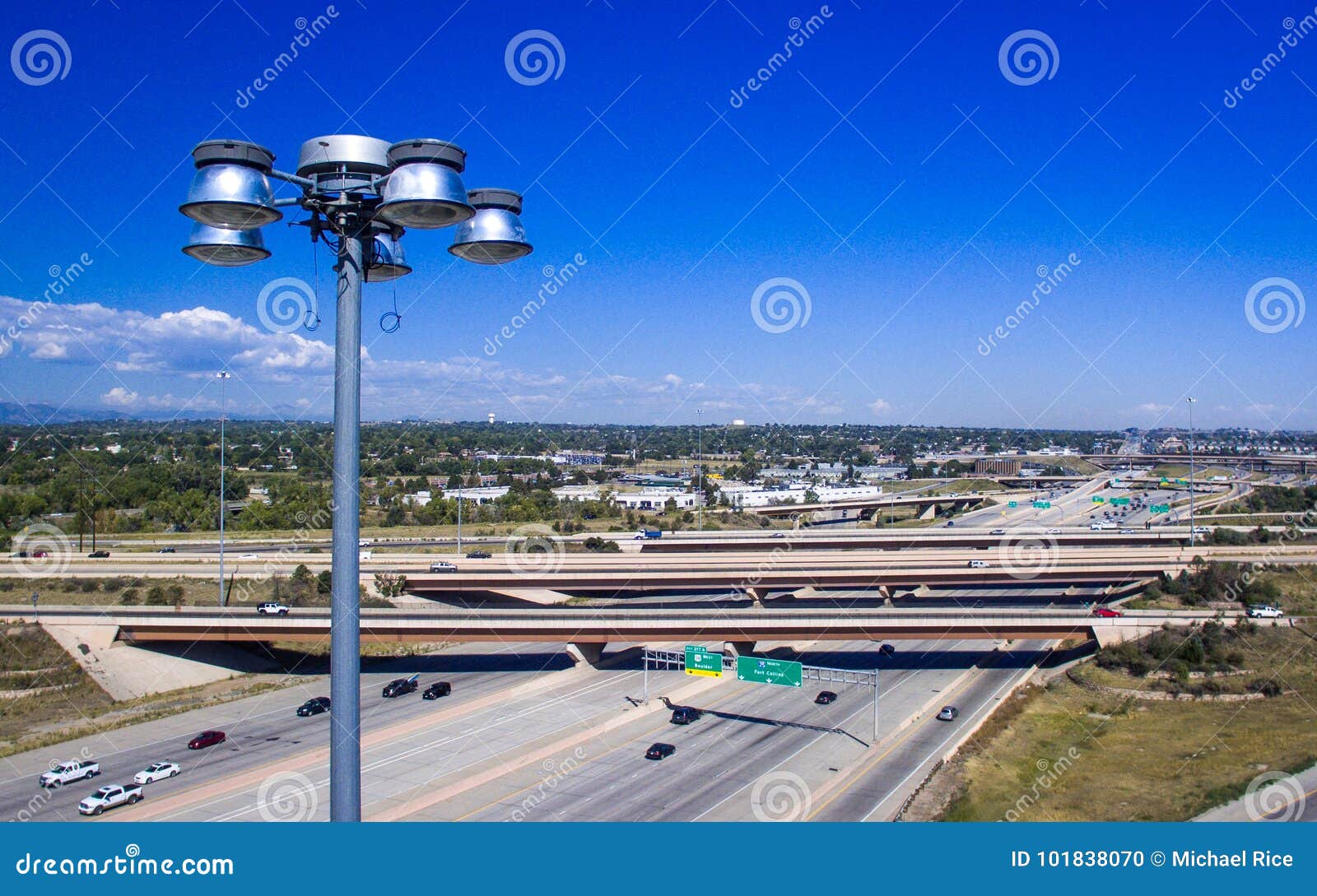 Light Pole on Highway Overpass on I25 in Denver Stock Photo - Image of ...