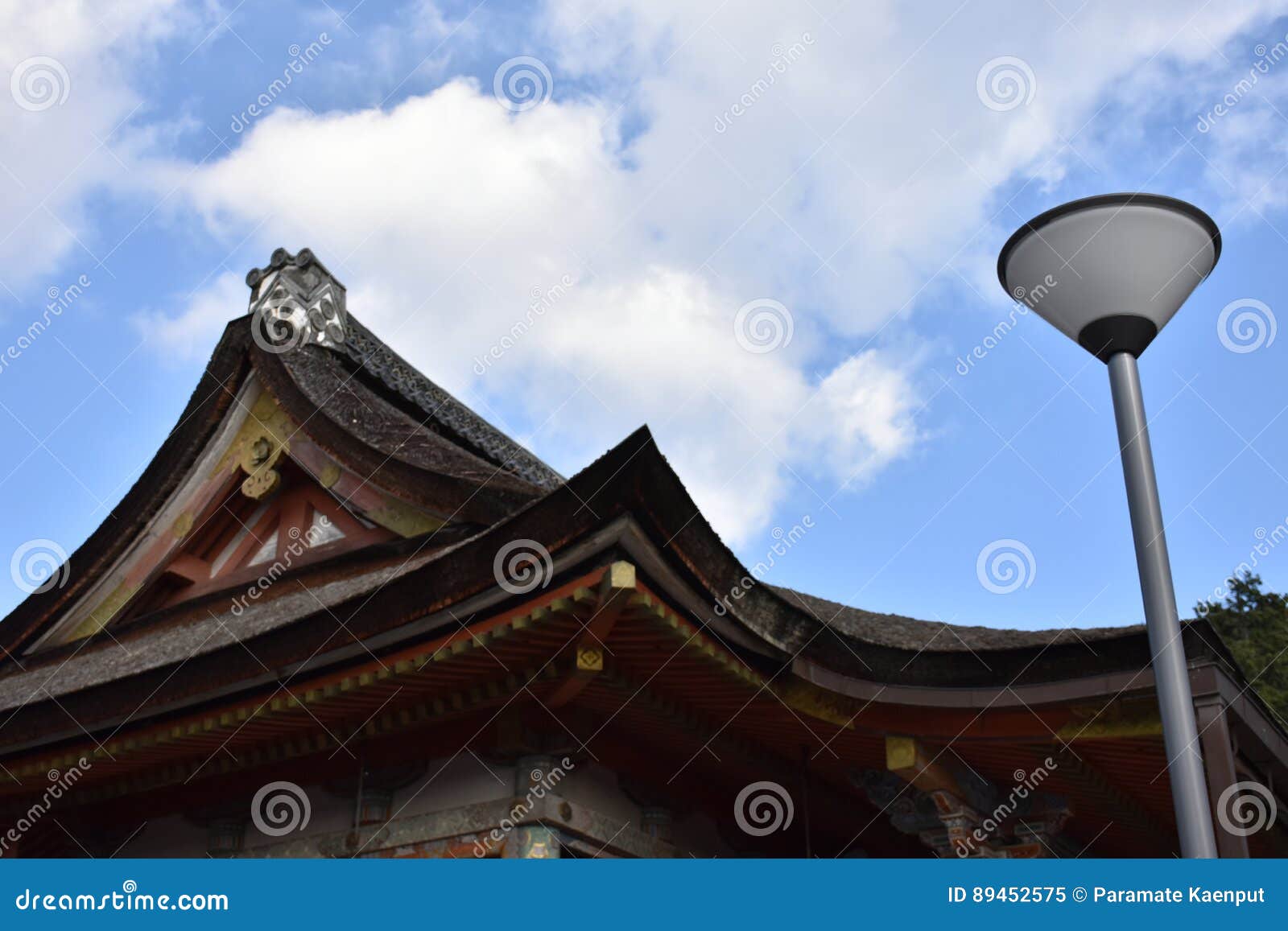 Light Pole beside Japanese Temple Stock Image - Image of blessing ...