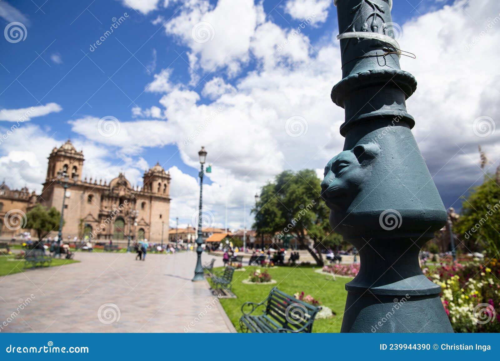Light Pole with a Puma Sculpture in Cusco Peru. Stock Photo - Image of ...
