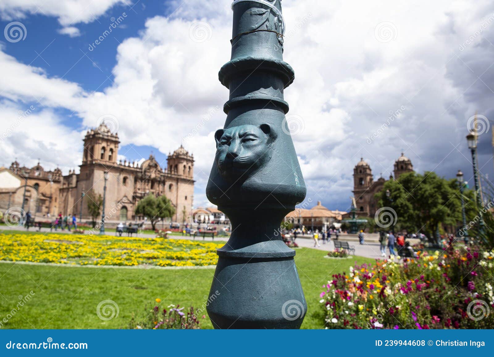Light Pole with a Puma Sculpture in Cusco Peru. Stock Photo - Image of ...