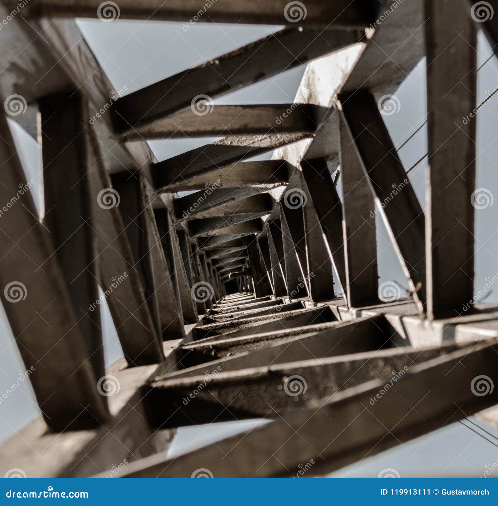 Light Pole Seen from Below Creating a Unique and Endless Perspective ...