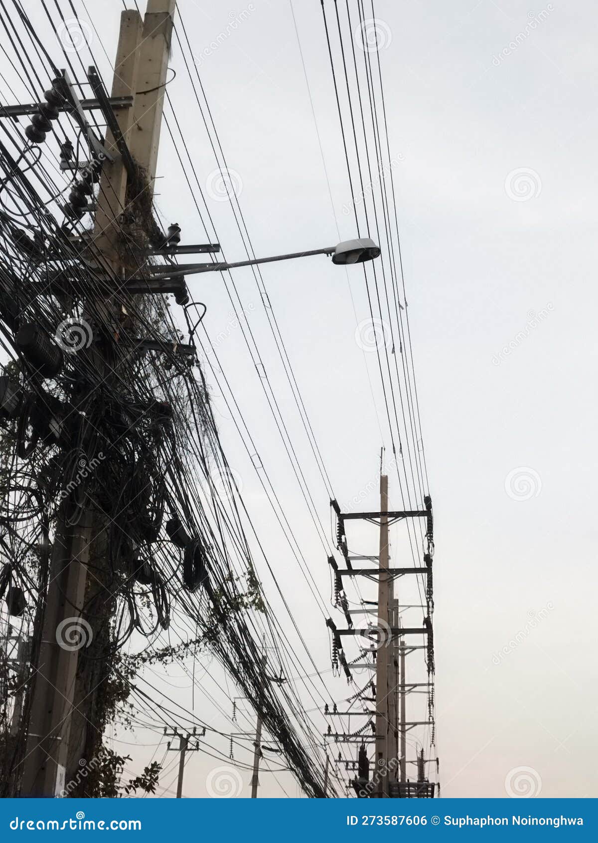 Light Pole on the Side of a Public Road Stock Photo - Image of public ...