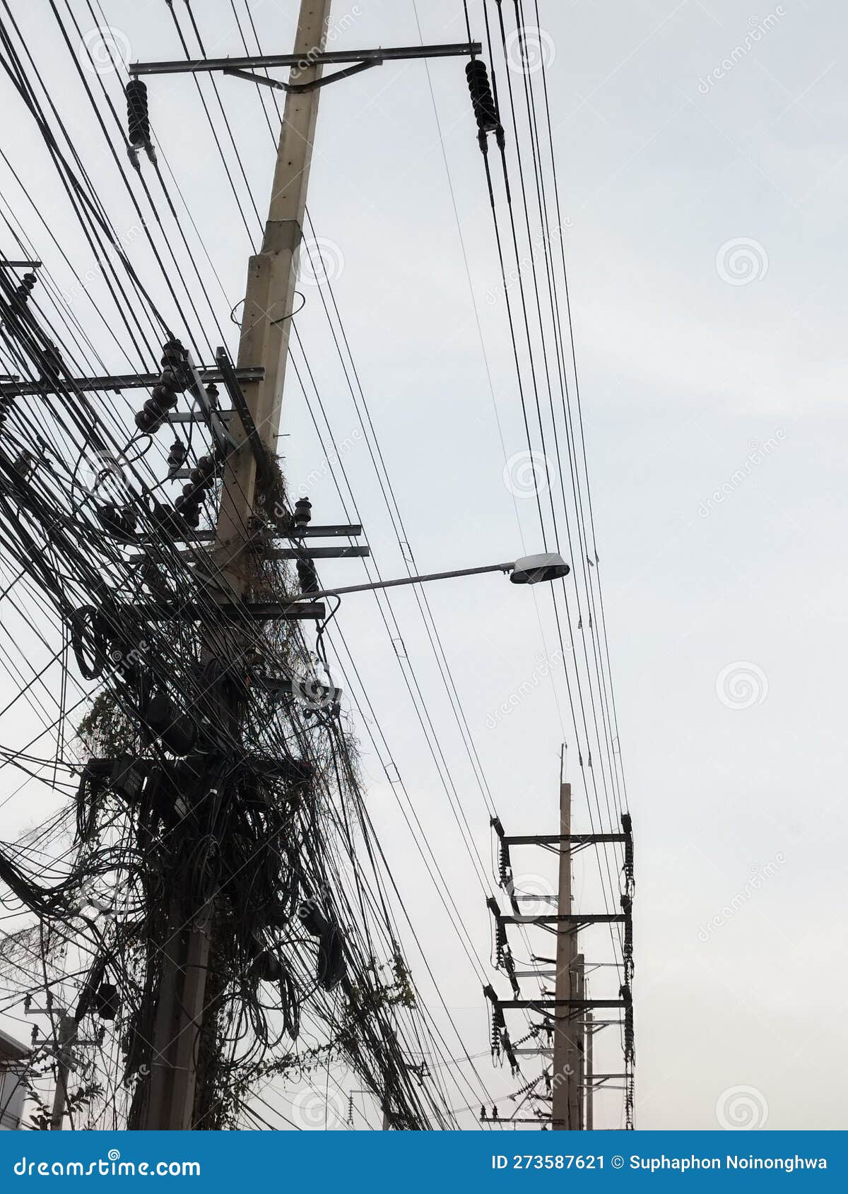 Light Pole on the Side of a Public Road Stock Image - Image of public ...