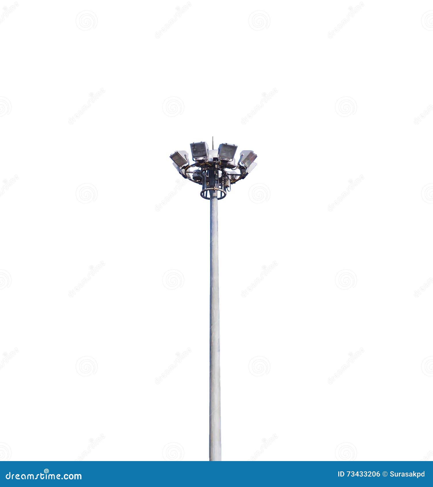 Light Pole Tower on White Background. Stock Photo - Image of floodlight ...