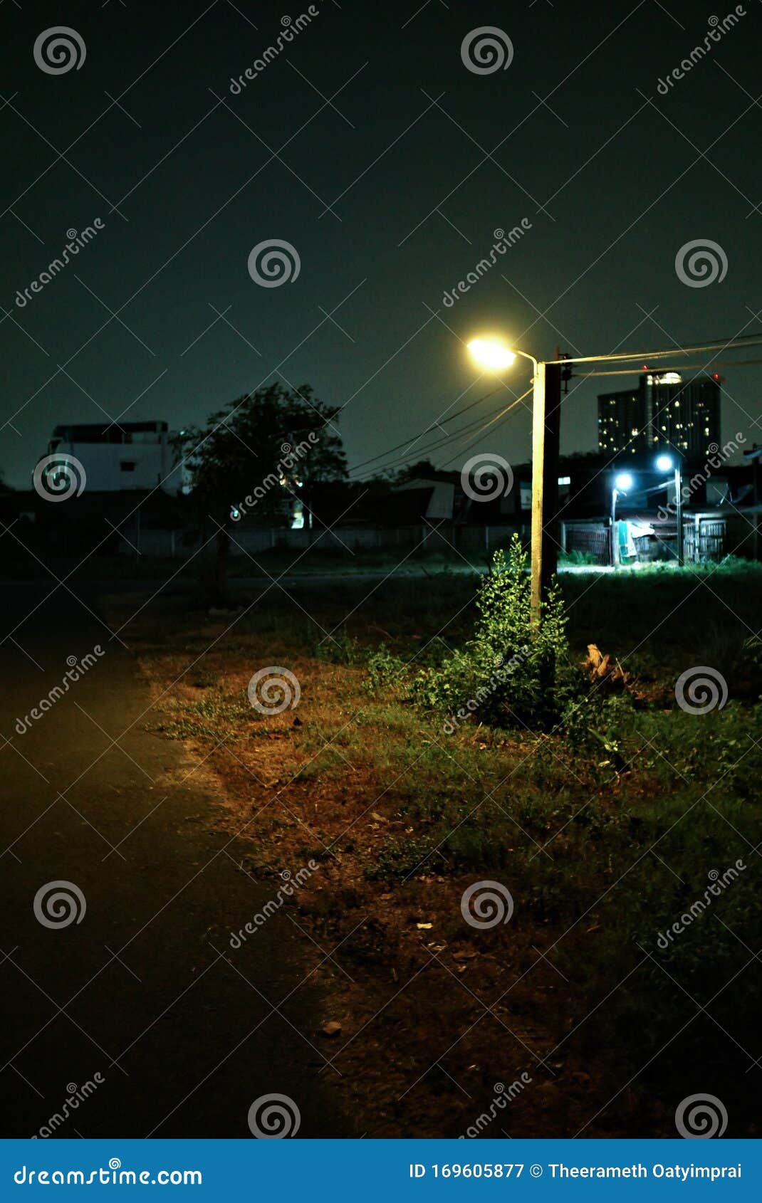 Light Pole in the Whole Night Stock Image - Image of street, pole ...