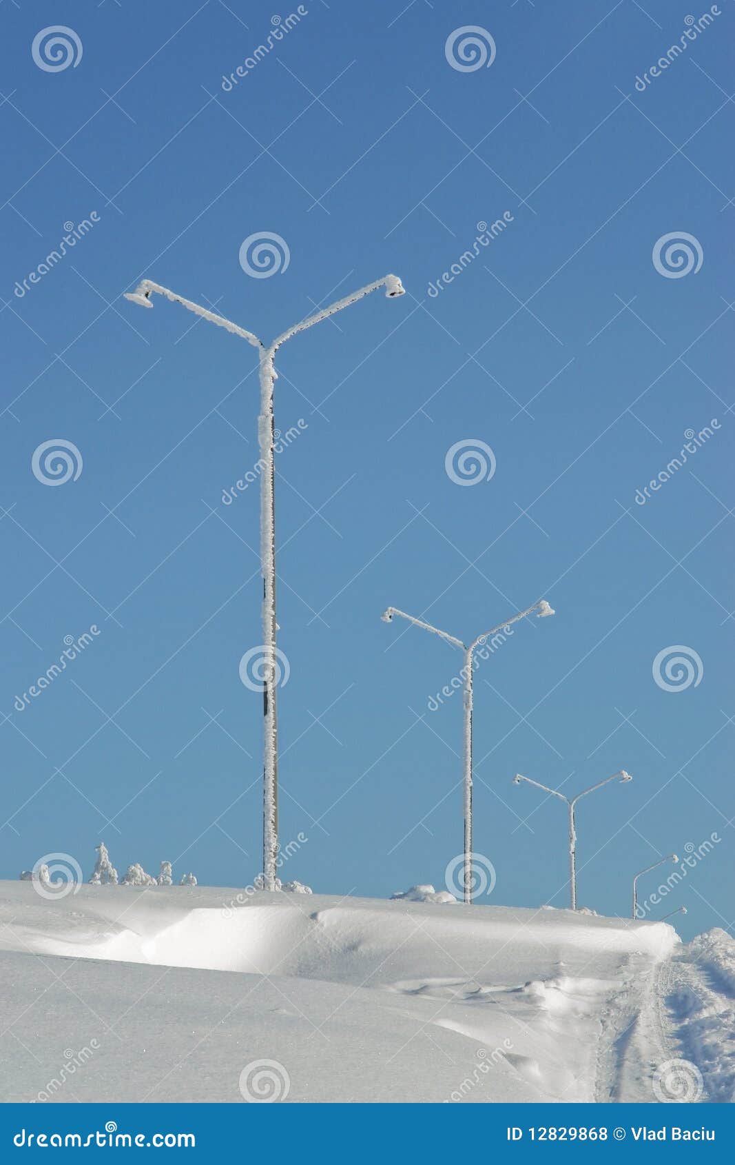 Light poles stock photo. Image of equipment, snow, covered - 12829868