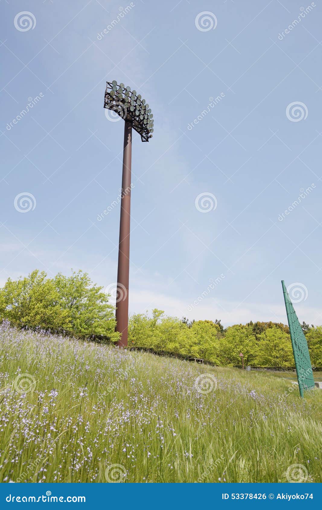 Light poles in the stadium stock photo. Image of lawn - 53378426