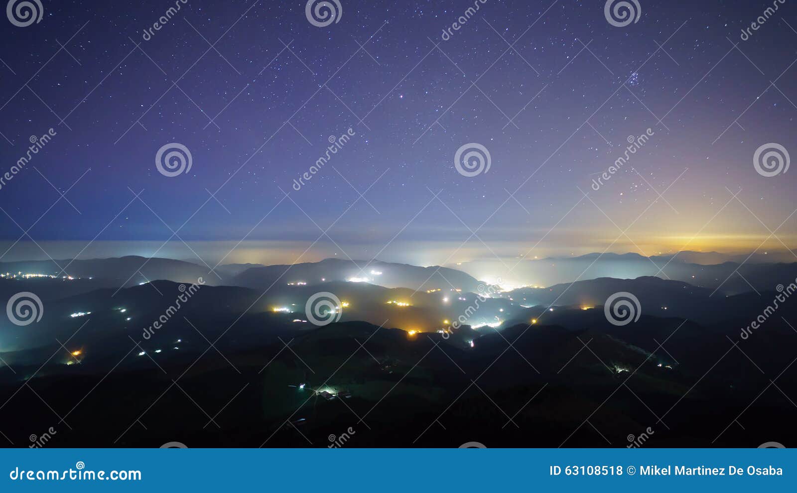 Light Pollution of City Lights from Mountain Stock Photo - Image of ...