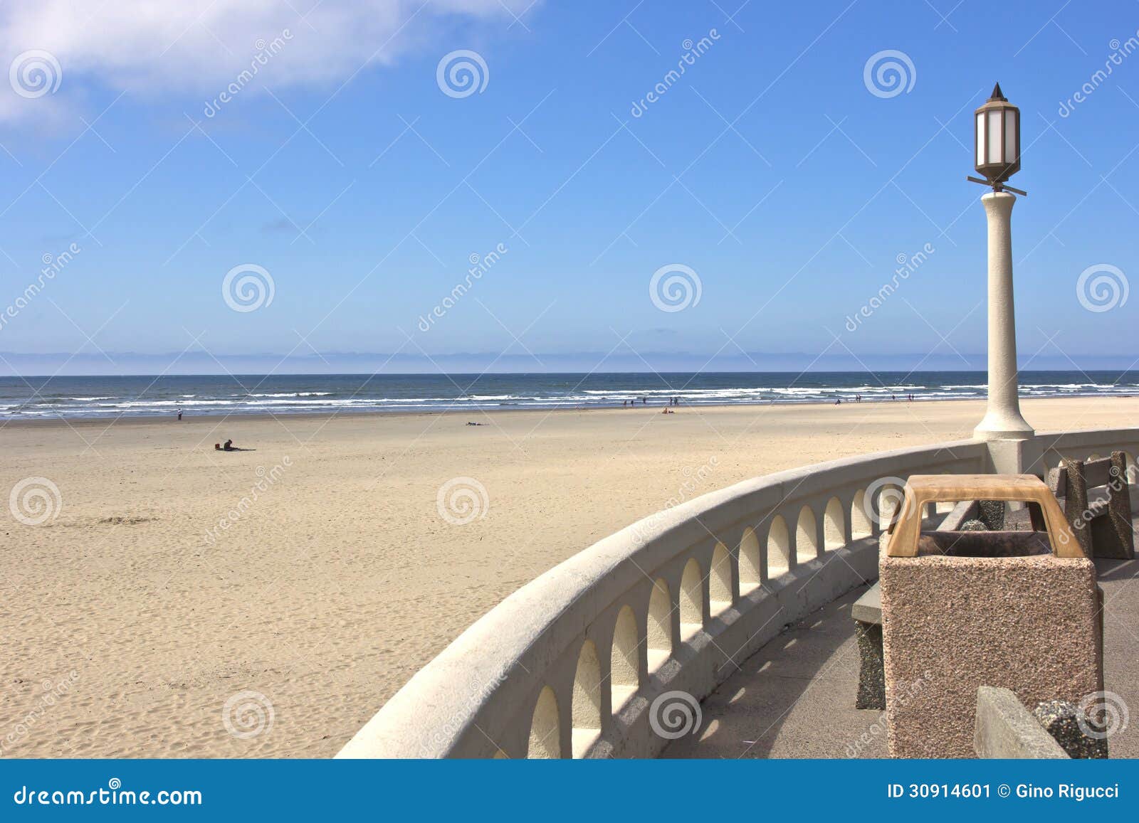 Light Post and the Beach Overlook Oregon Coast. Stock Image - Image of ...