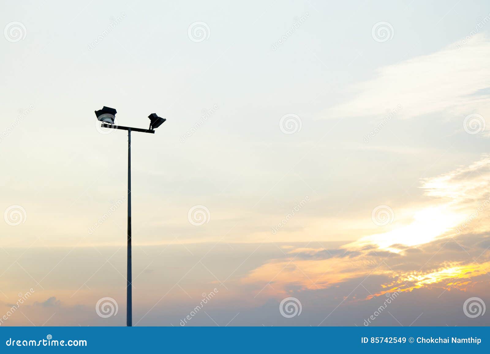 Light Post with Blue Sky Background Stock Image - Image of road ...