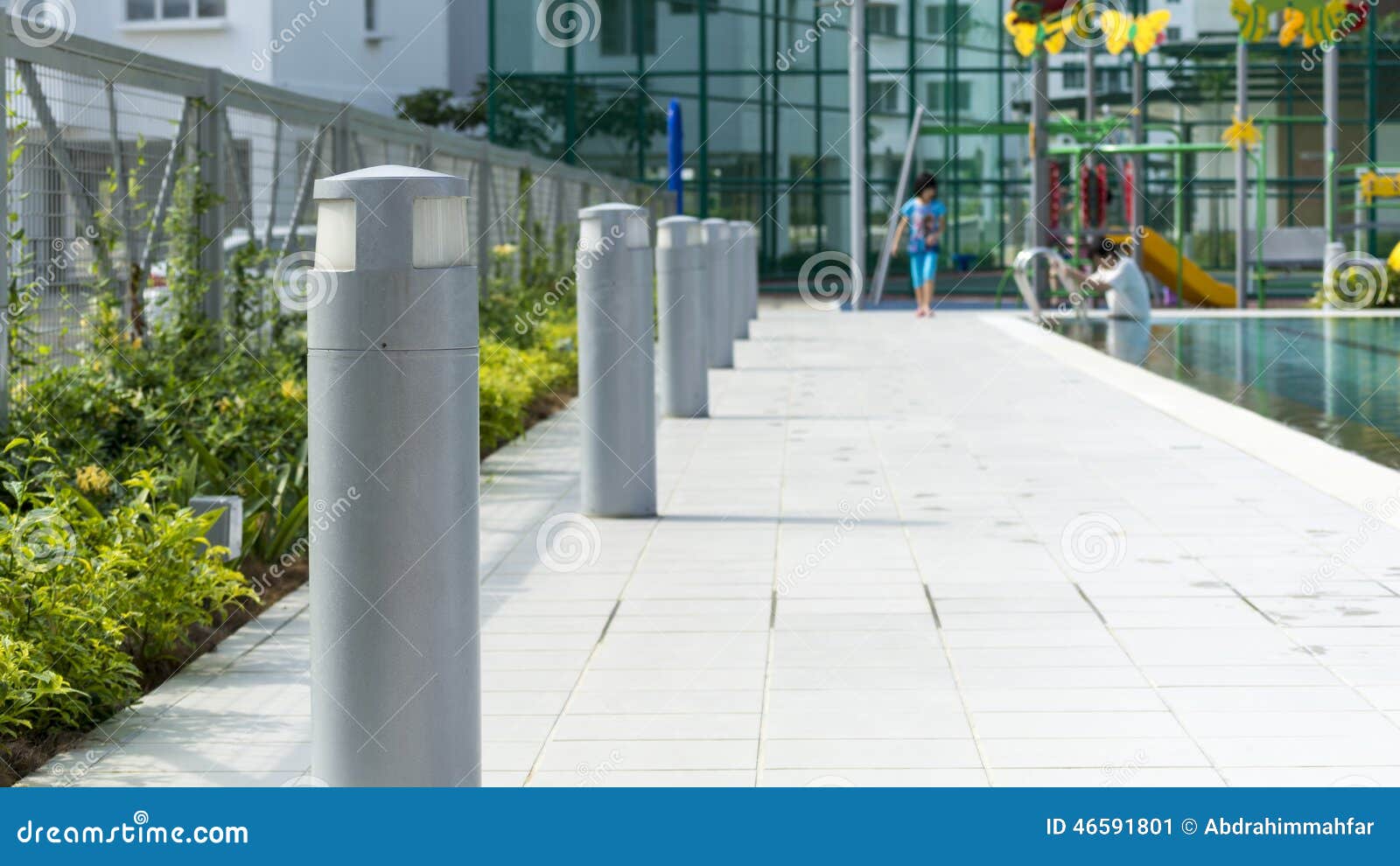 Light Post at Swimming Pool Stock Image - Image of design, plafond ...