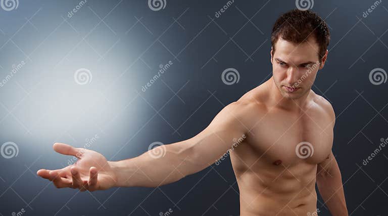 Light and Power Concept - Creative Muscular Man Stock Photo - Image of ...
