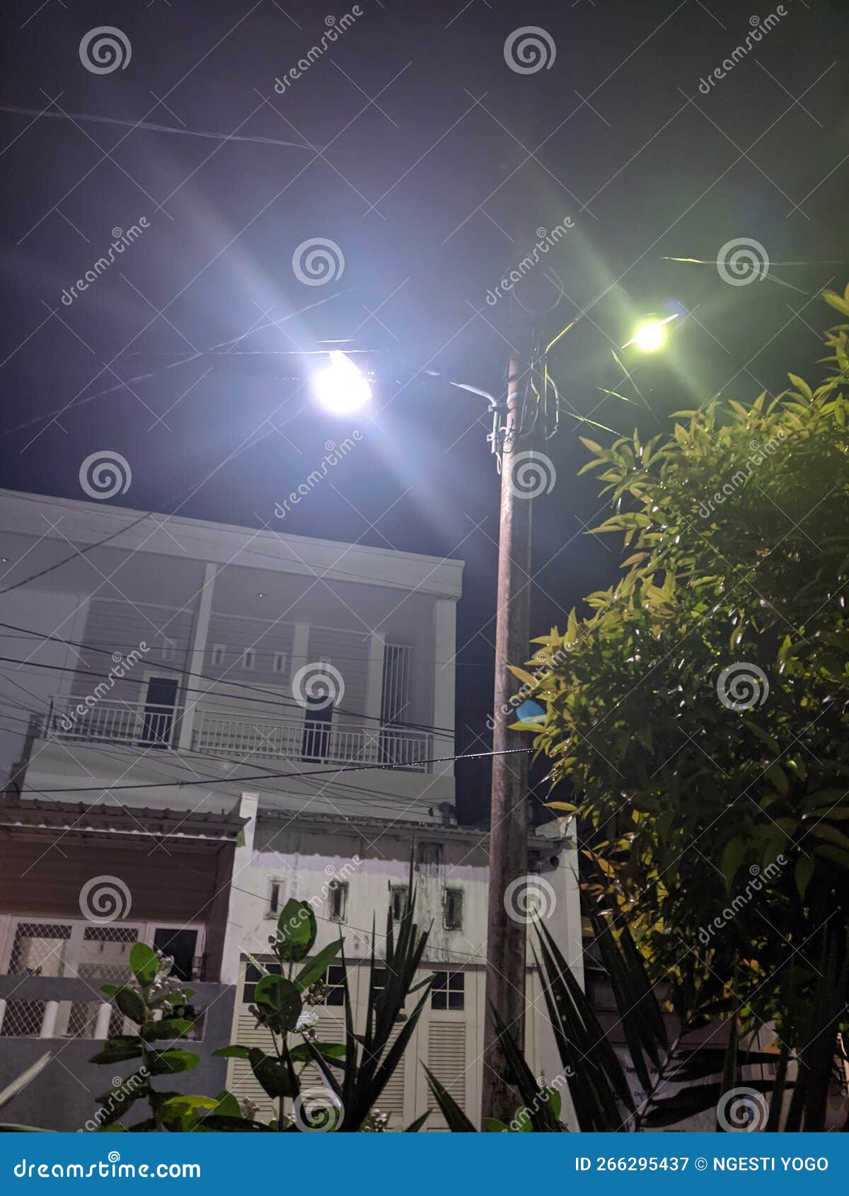 Light stock image. Image of powerpole, cable, lamp, night - 266295437