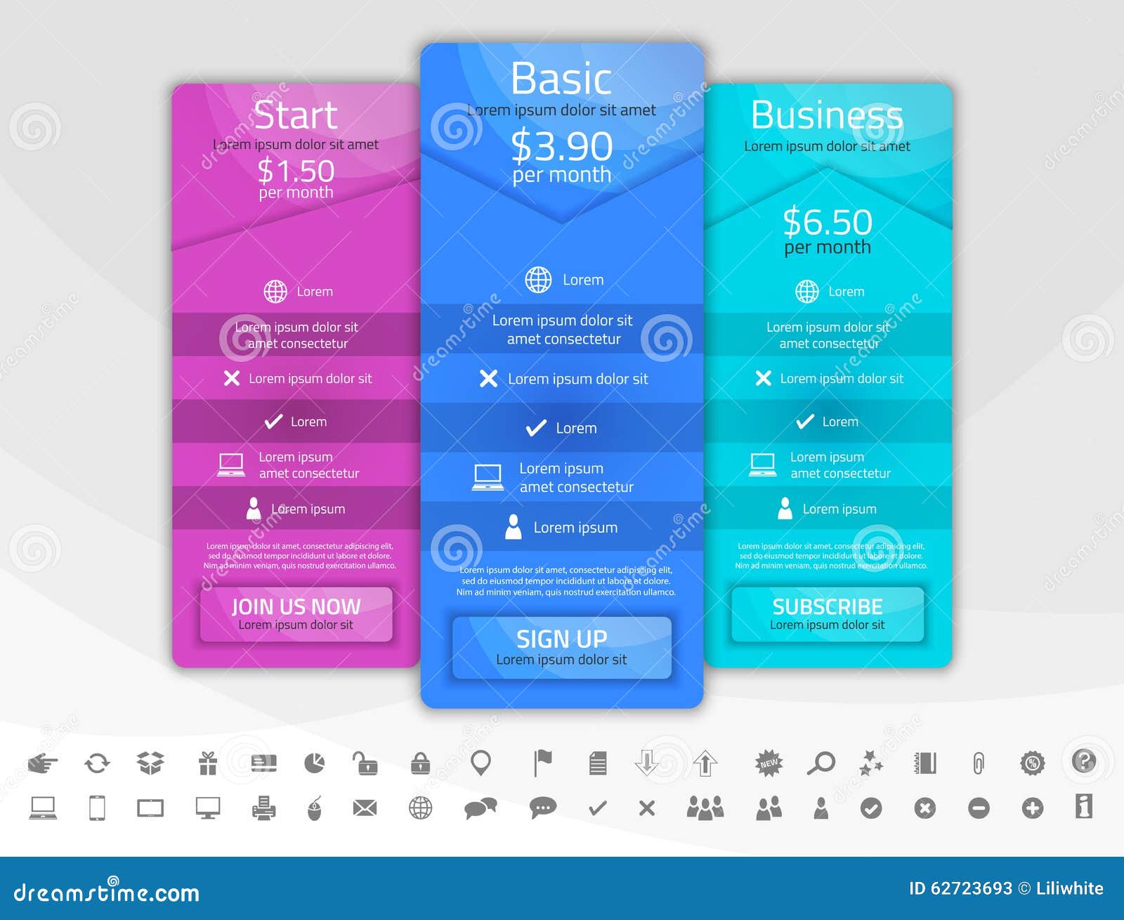 Light Pricing List with 4 Options. Different Shape Stock Vector ...