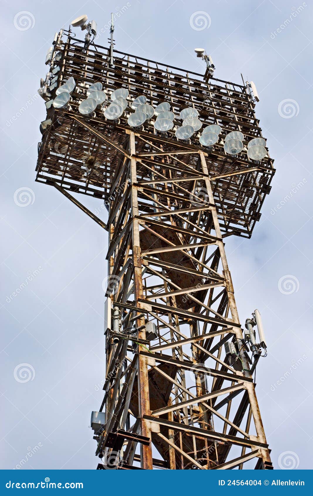Light Projectors on Old Rust Metal Tower Stock Photo - Image of ...