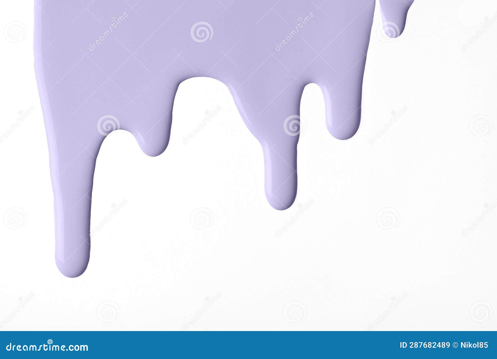 Light Purple Liquid Drops of Paint Color Flow Down on Isolated White ...