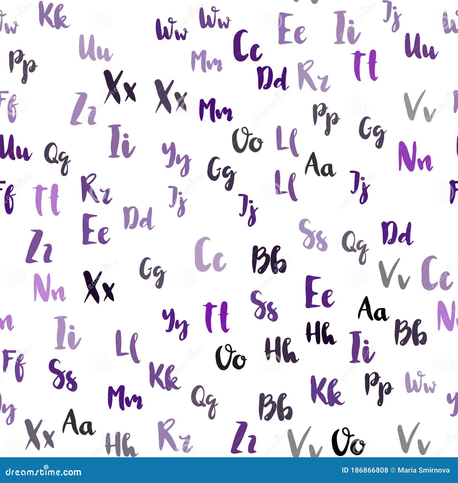 Light Purple, Pink Vector Seamless Texture with ABC Characters. Stock ...