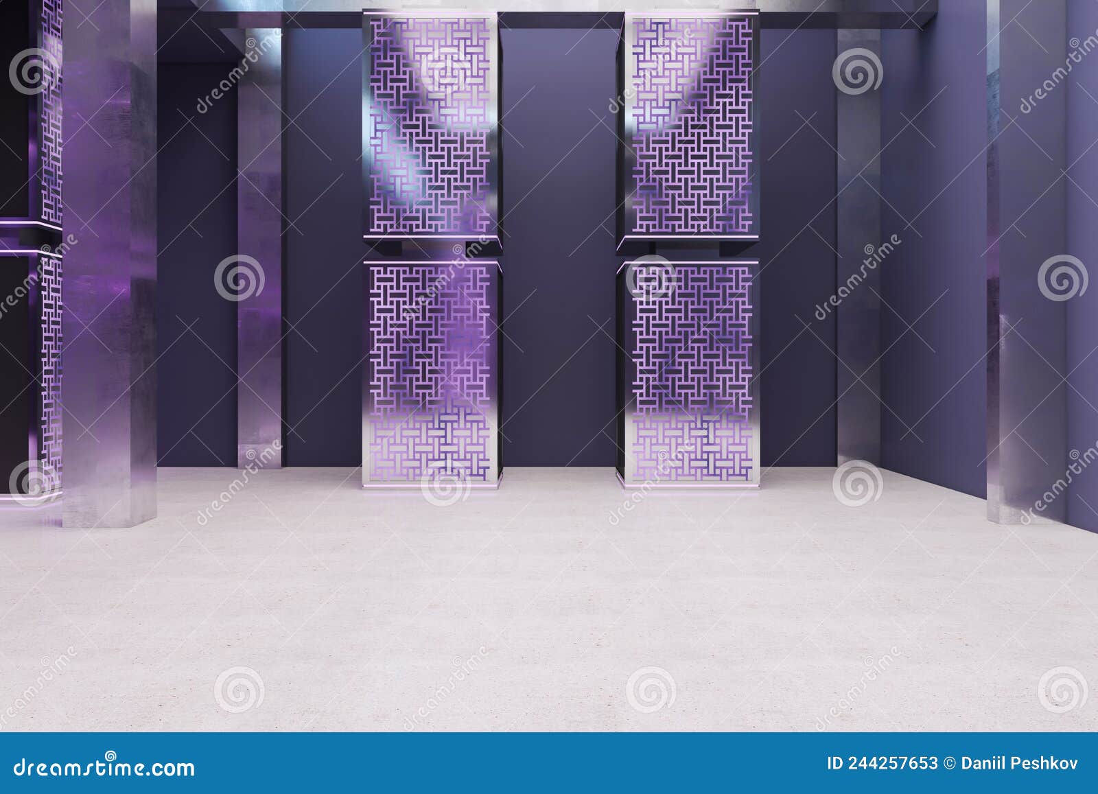 Light Purple Server Room Interior. Database and Technology Concept ...