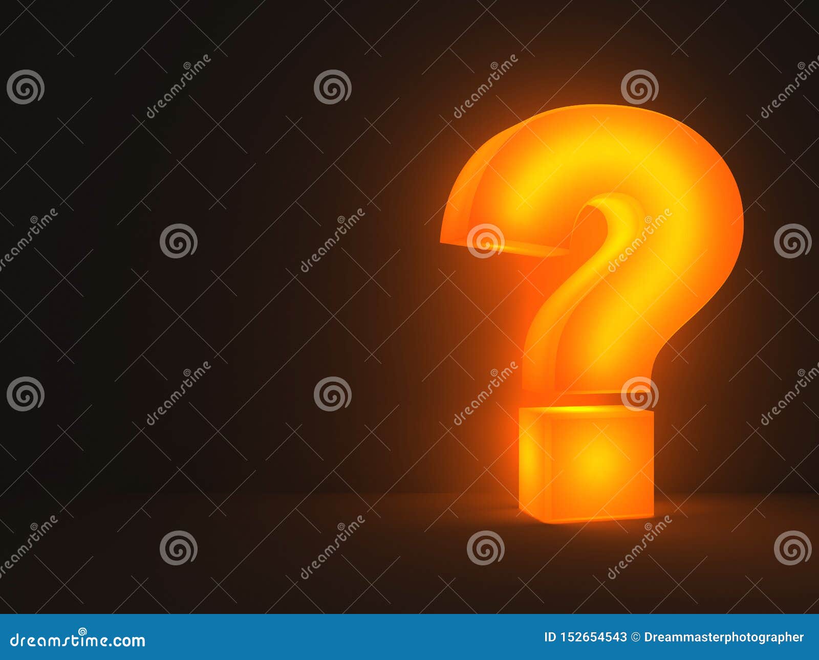 Light Question Mark Standing And Glowing In The Dark Night Background ...
