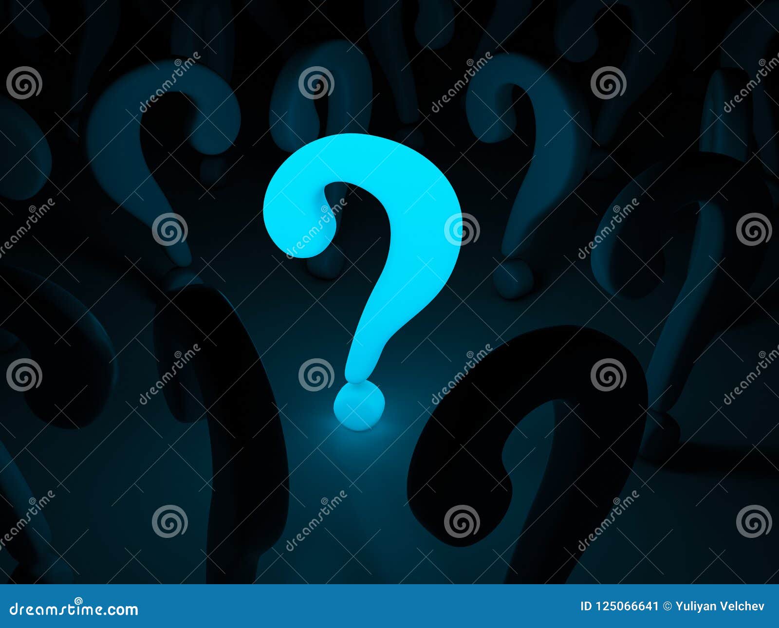 Light Question Mark Standing And Glowing In The Dark Night Background ...