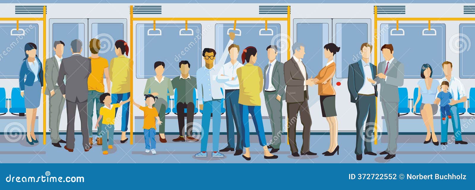 Light Rail, Metro, Bus With Passengers Illustration | CartoonDealer.com ...