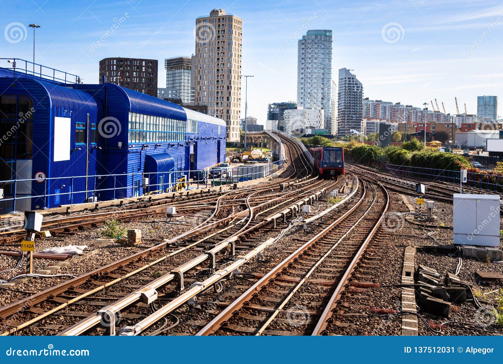 Light Rail Multiple Tracks on a Sunny Fall Day Stock Image - Image of ...
