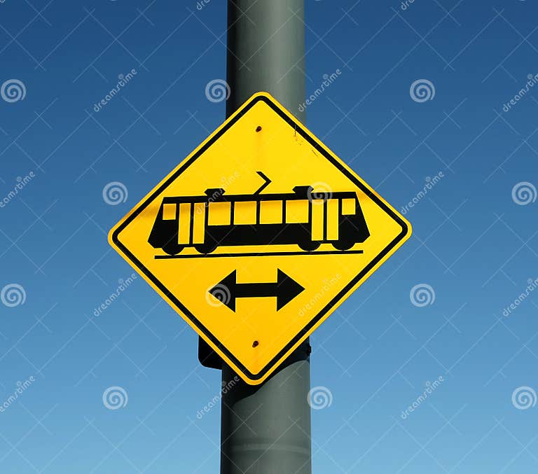 Light Rail Sign stock image. Image of warning, yellow - 20025371