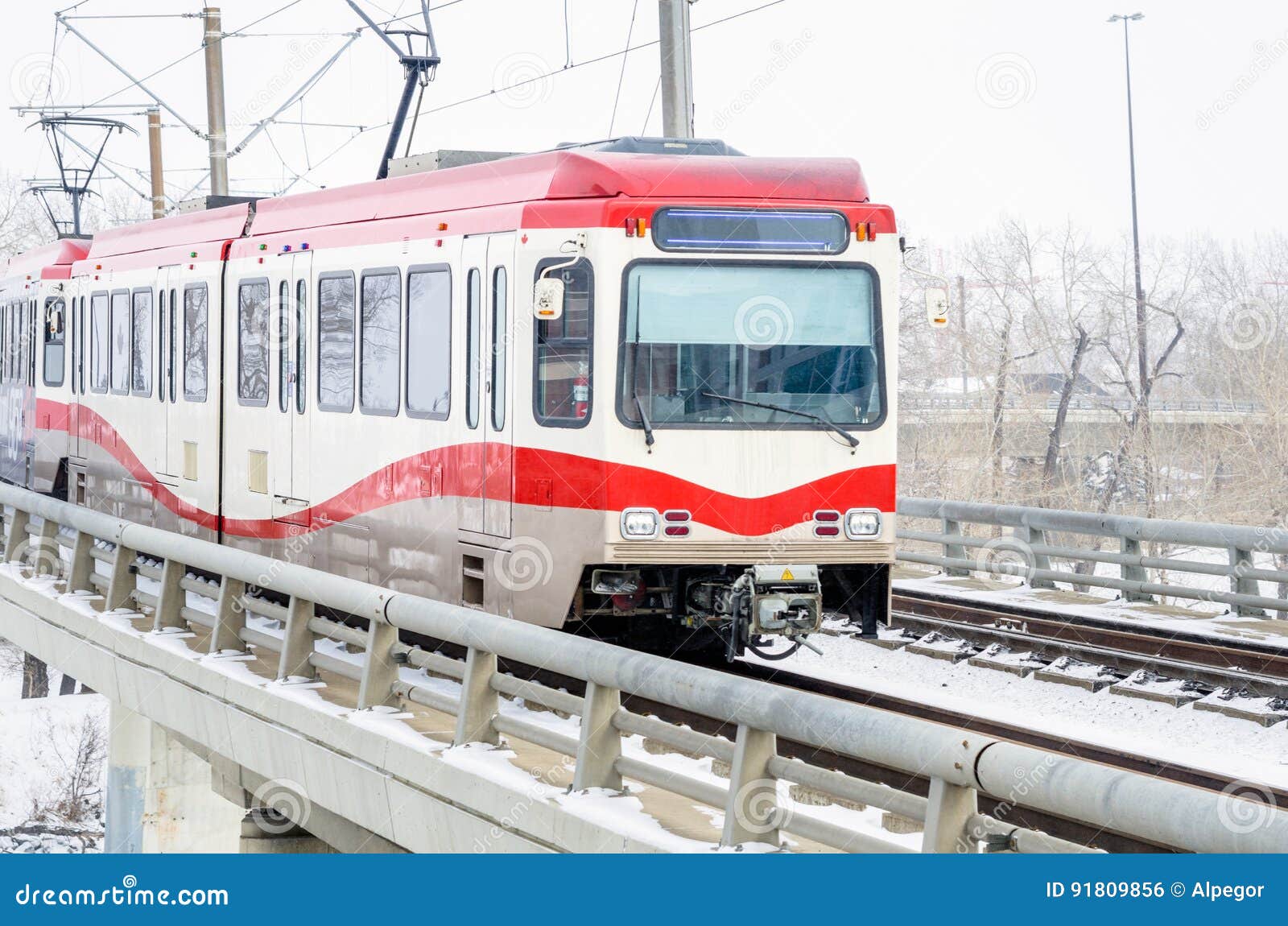 Light Rail on a Snowy Day stock photo. Image of equipment - 91809856