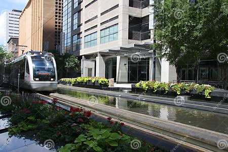 Light Rail Train in Downtown Houston Editorial Photography - Image of ...