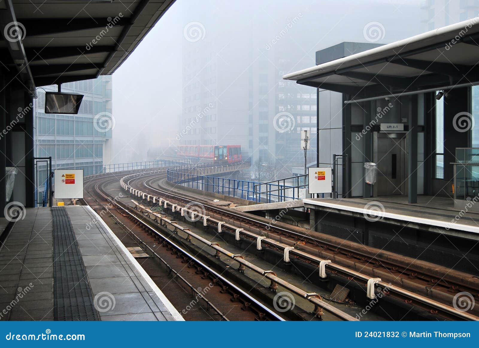 Light Railway Train Approaching Station Stock Photo - Image of station ...