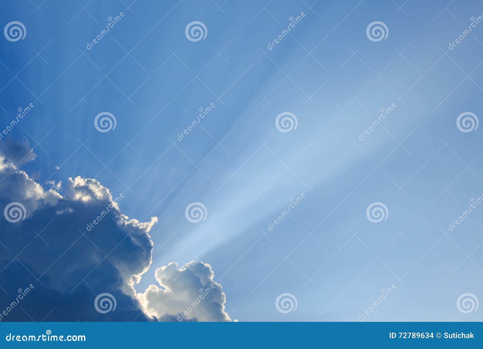 Light rays on blue sky stock photo. Image of fluffy, beauty - 72789634