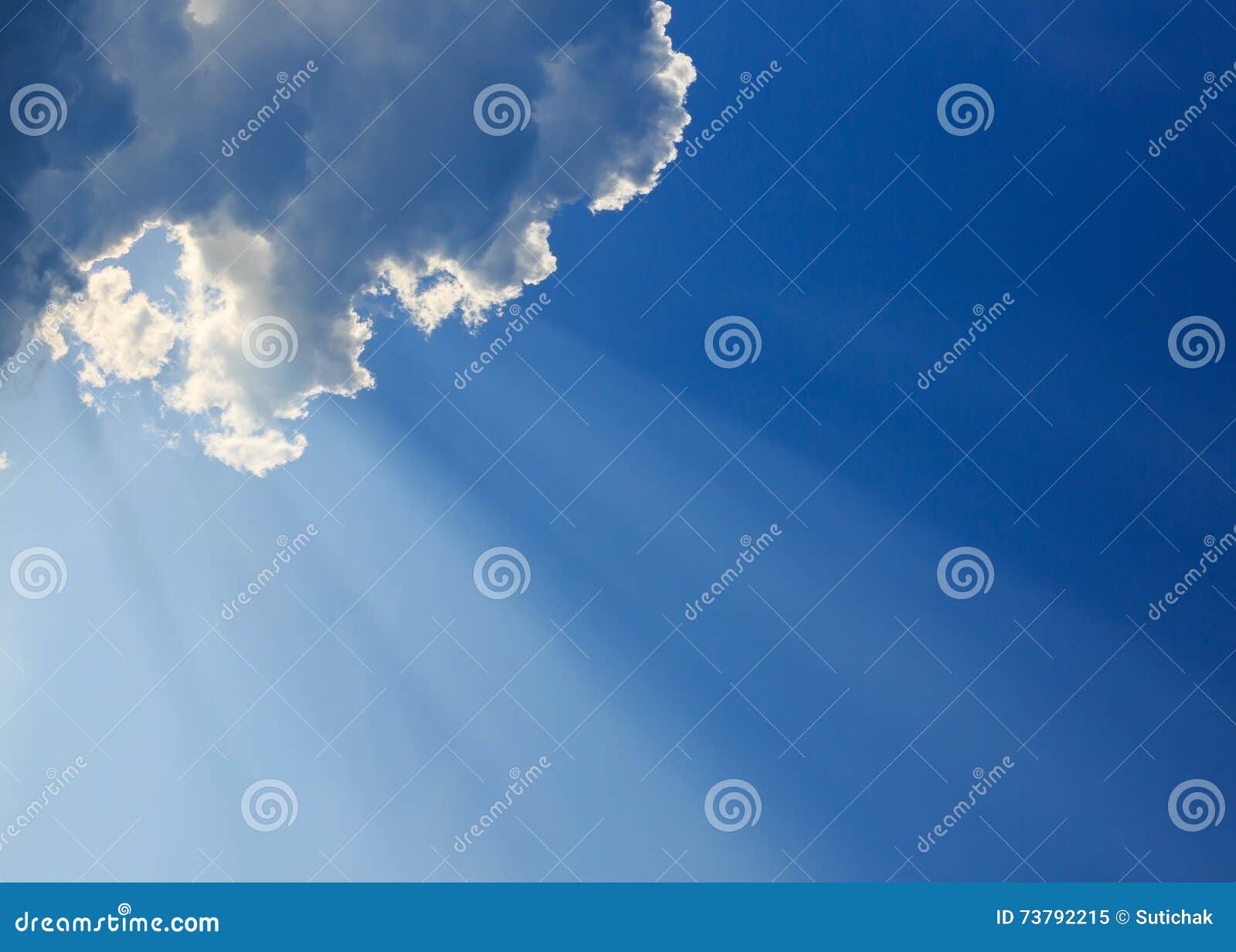 Light rays on blue sky stock image. Image of daylight - 73792215