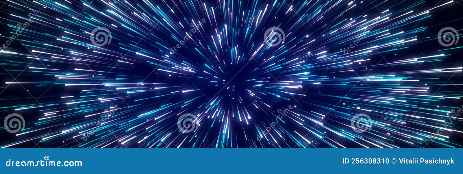 Light Rays in Cosmos Space. Explosion Effect. Futuristic Data Flow. Sci ...