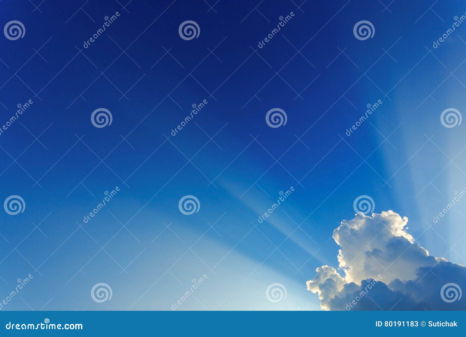 Light Rays on Dramatic Blue Sky Stock Image - Image of heaven, cloudy ...