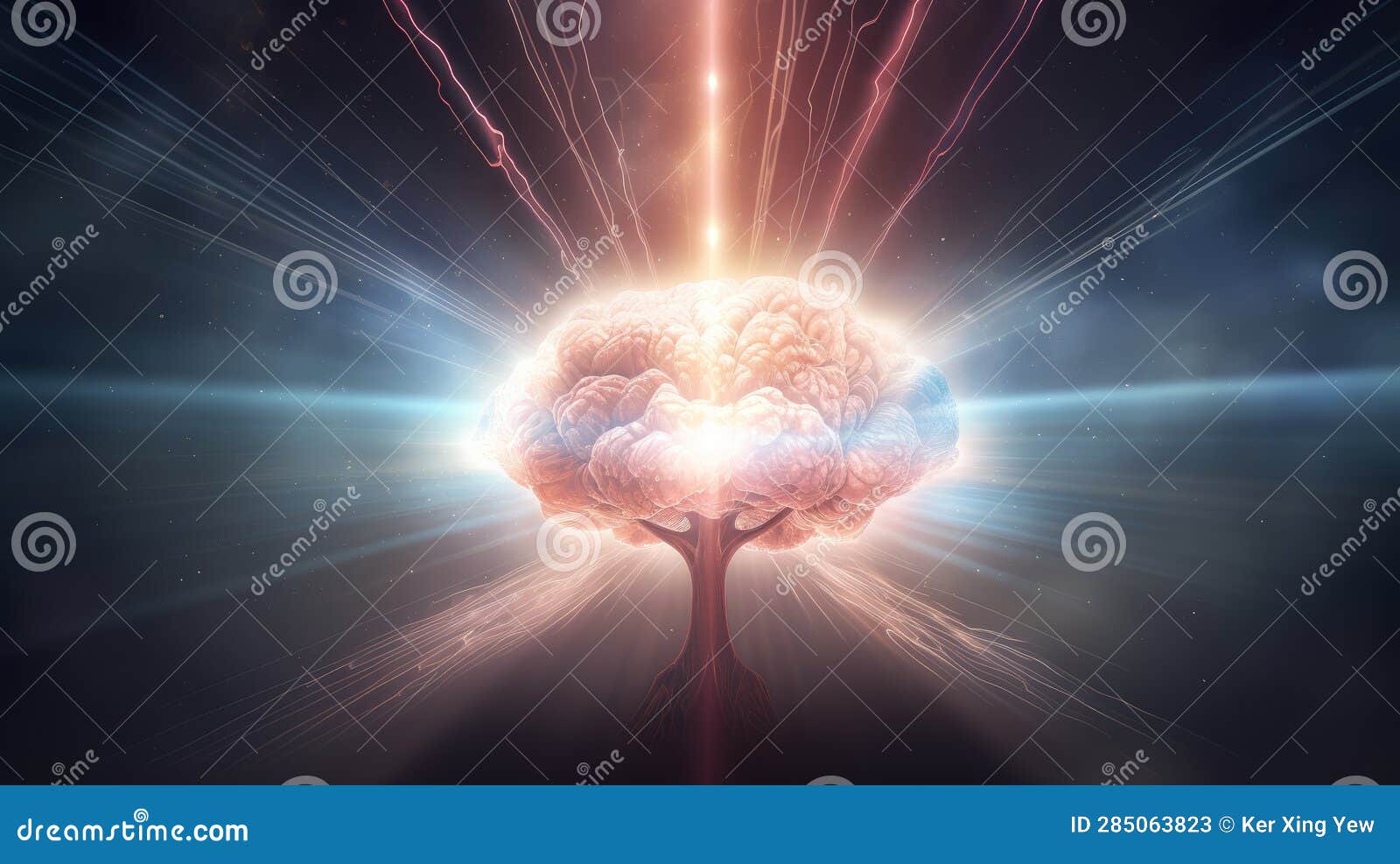 Light Rays Emanating from a Brain, Depicting Mental Enlightenment Stock ...