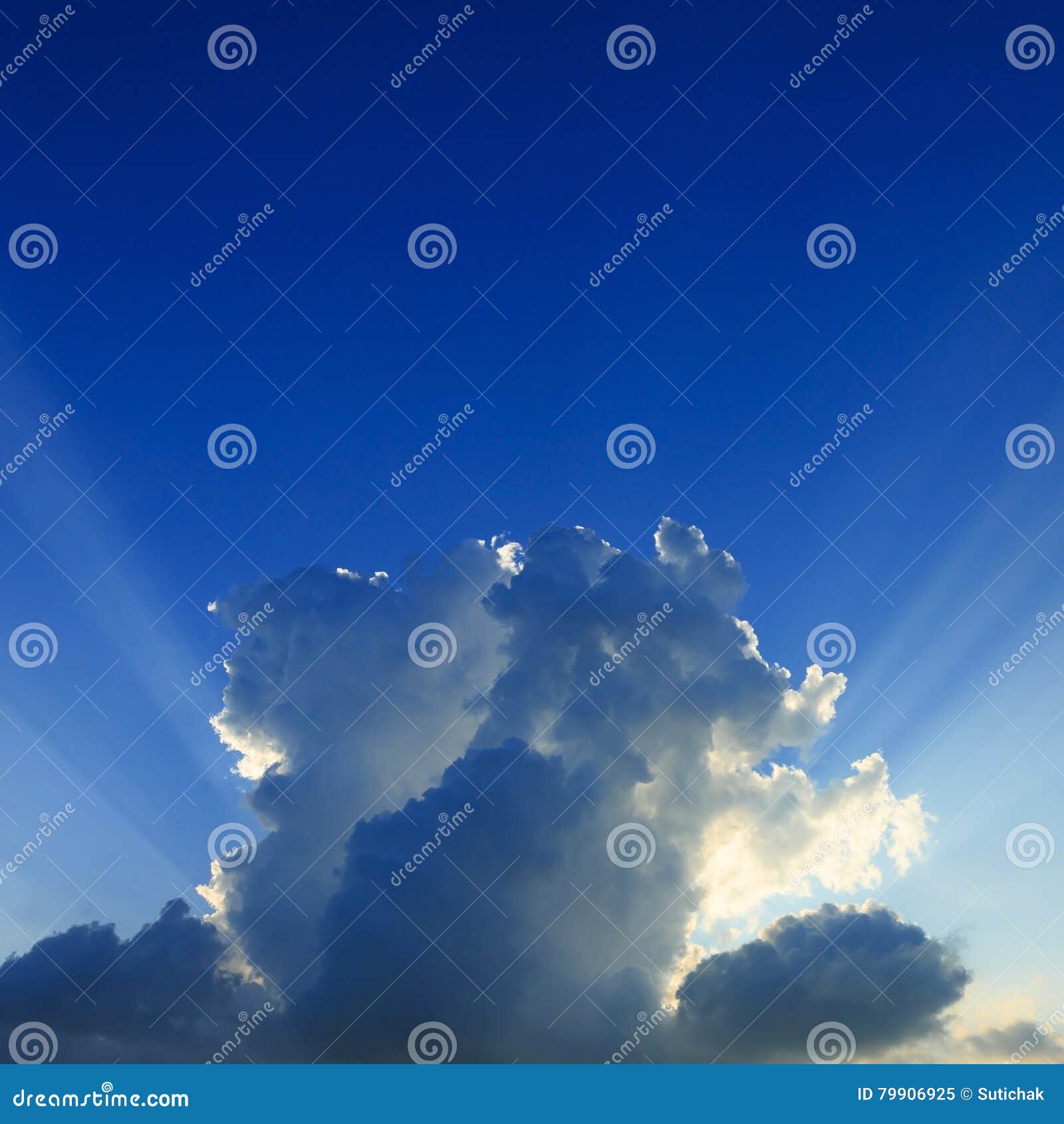 Light Rays Explosion on Clear Blue Sky Stock Image - Image of blue ...