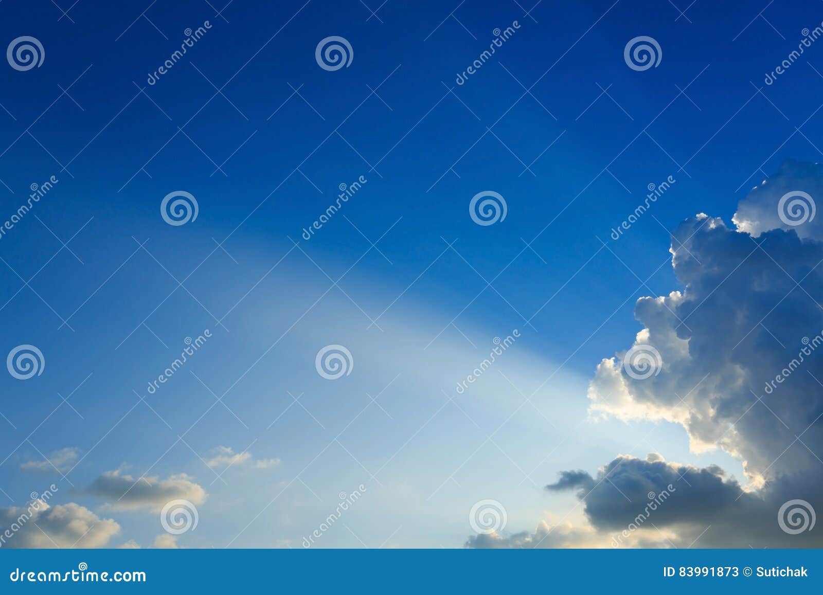 Light Rays Explosion on Clear Blue Sky Stock Image - Image of dramatic ...
