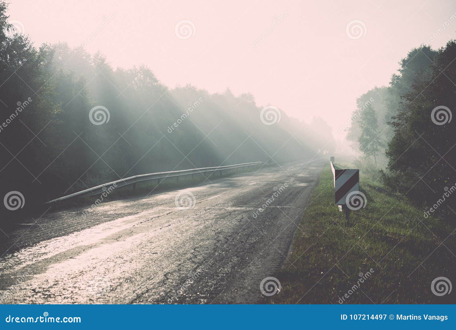 Light Rays in Fog Over the Road - Vintage Effect Stock Image - Image of ...