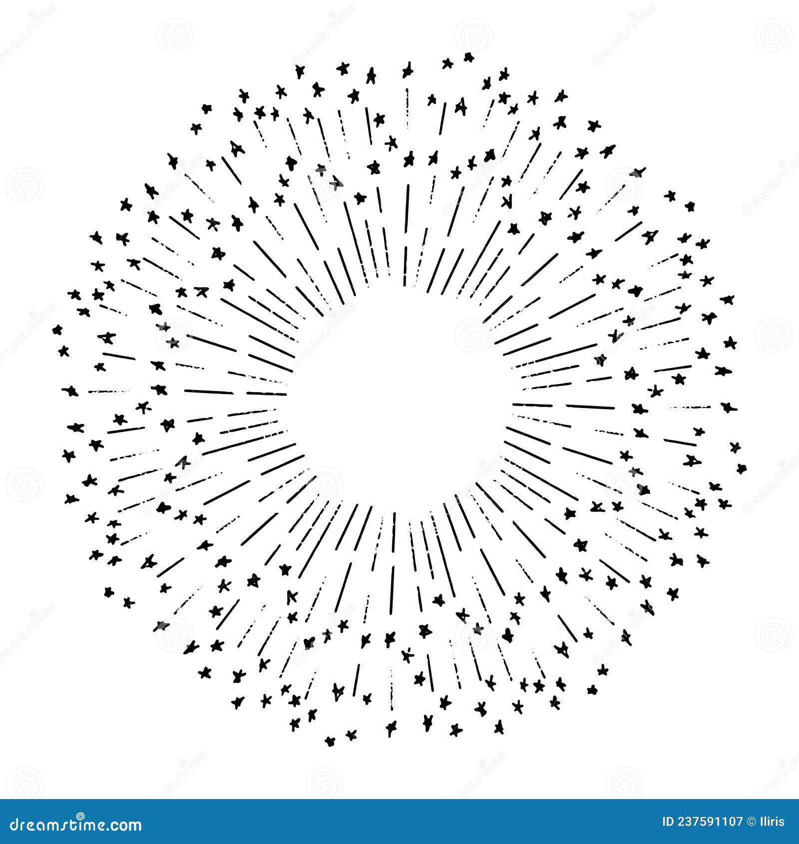 Light Rays Sunburst, Hand Drawn Retro Sunbeam, Grunge Explosion Element ...