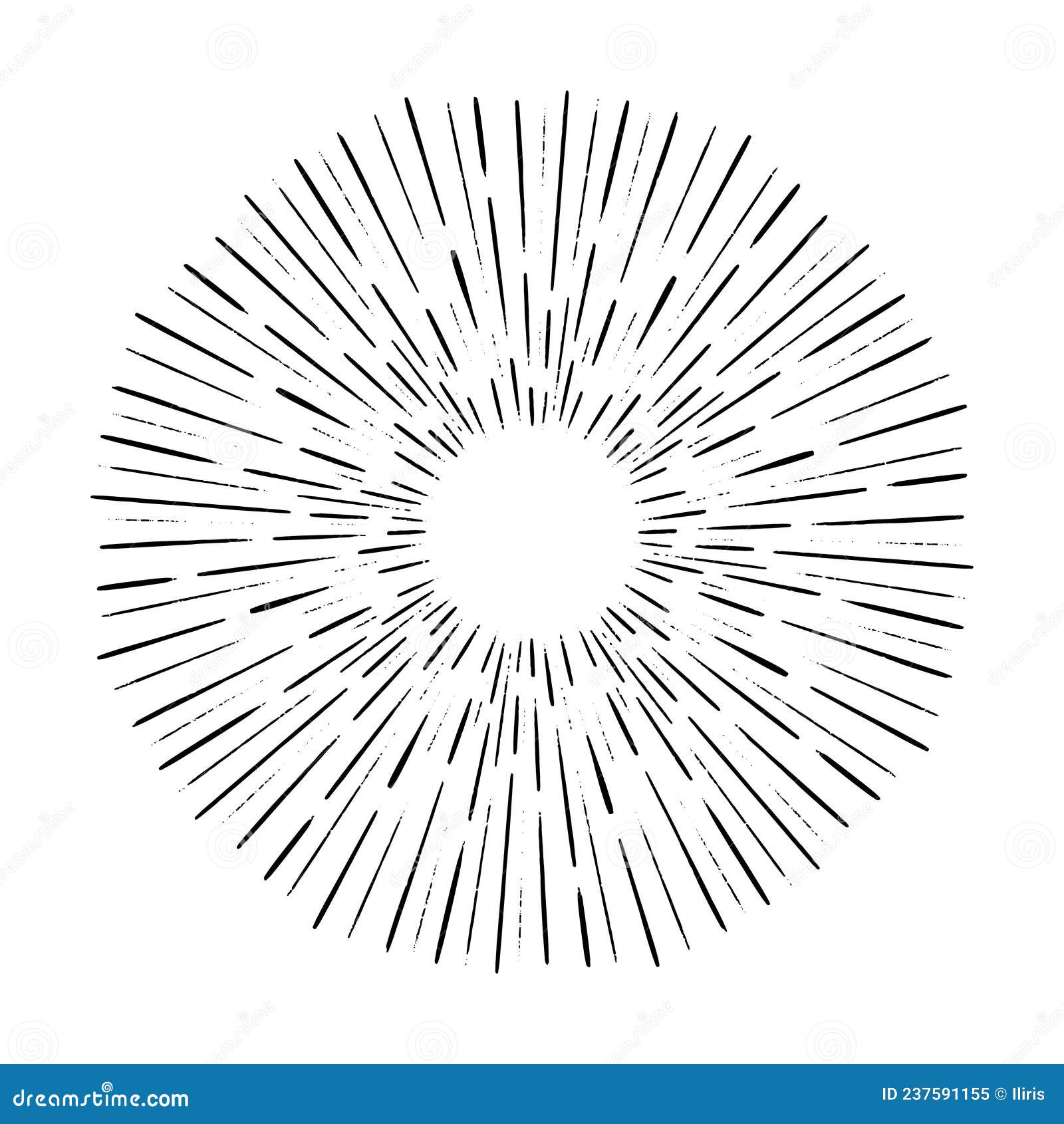 Light Rays Sunburst, Hand Drawn Retro Sunbeam, Grunge Explosion Element ...