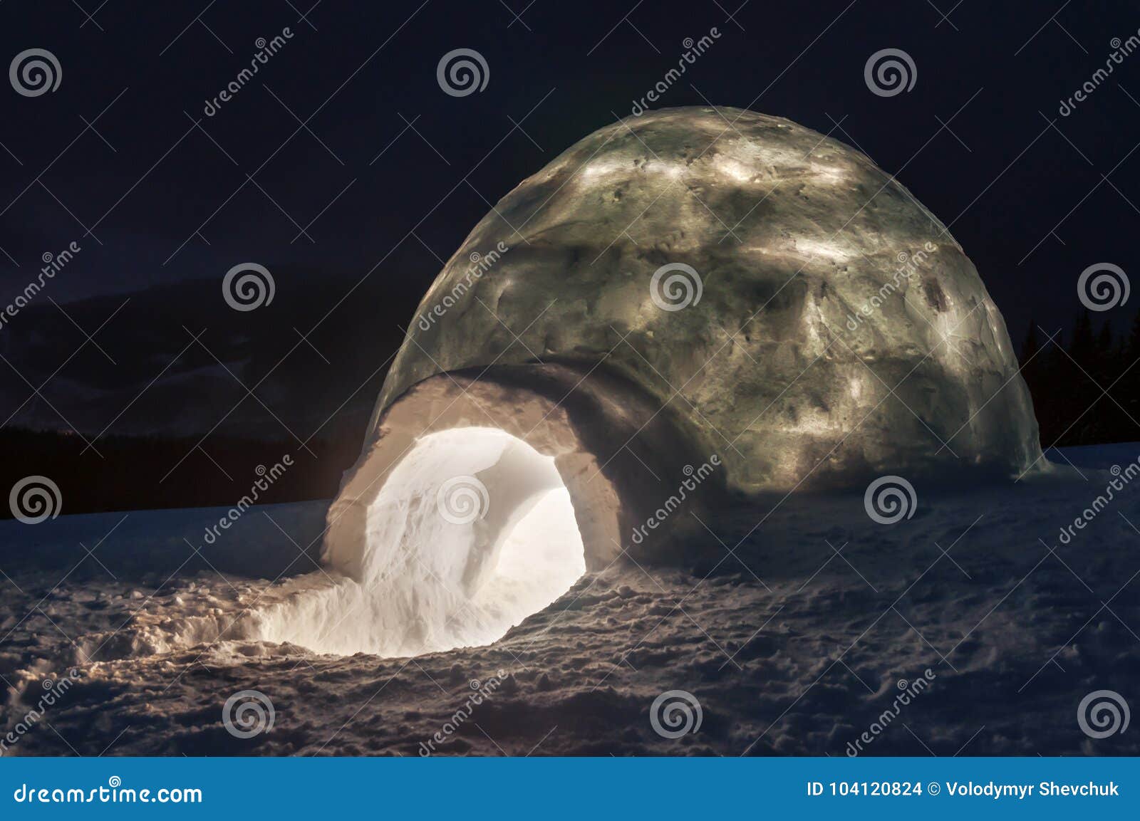 Light in real igloo stock photo. Image of dome, residential - 104120824