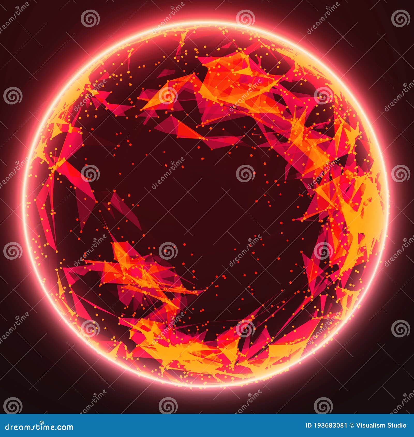 Light Red Abstract Sphere Modern Earth Dynamic Particles and Glowing ...