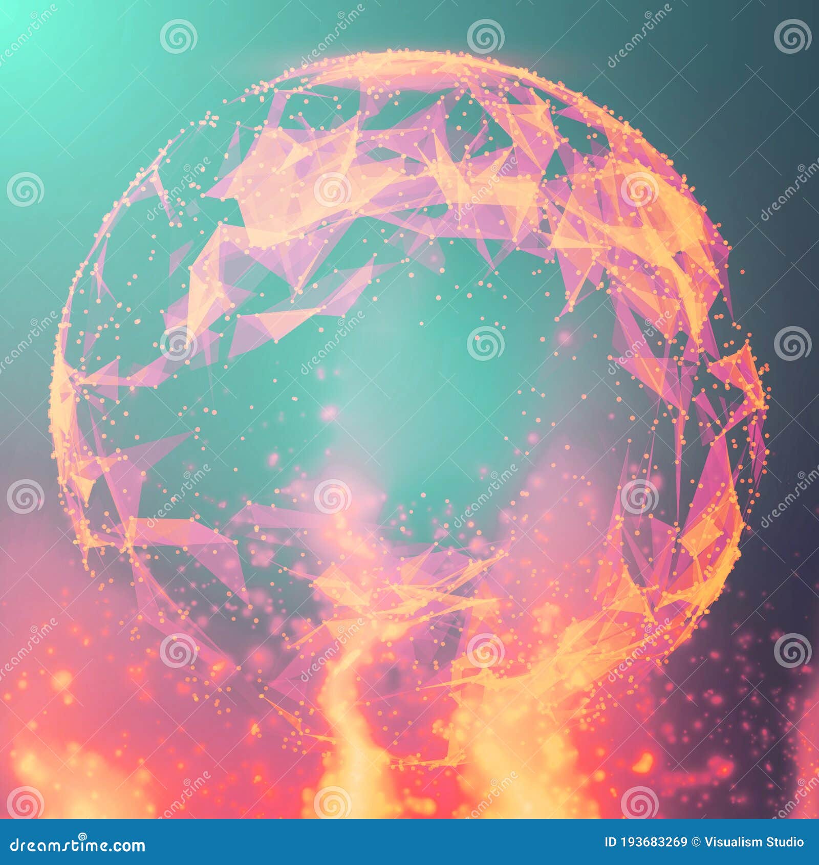 Light Red Abstract Sphere Modern Earth Dynamic Particles and Glowing ...