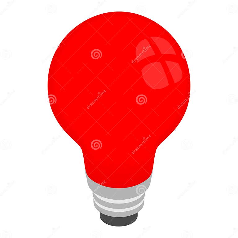 Light Red Bulb Icon, Isometric 3d Style Stock Vector - Illustration of ...