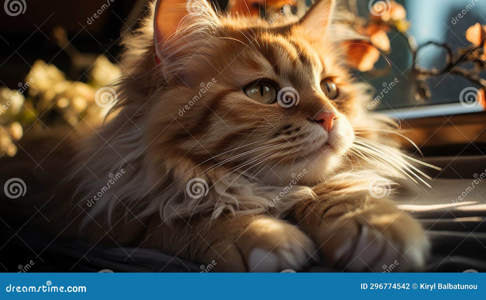 A Light Red Cat Lies in the Sun Resting Stock Photo - Image of rest ...