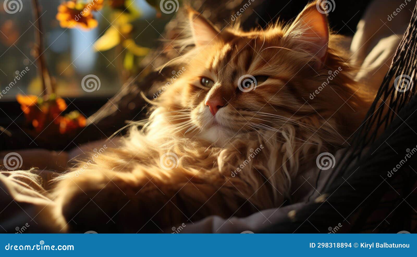 A Light Red Cat Sleeps and Rests Near the Window Stock Photo - Image of ...