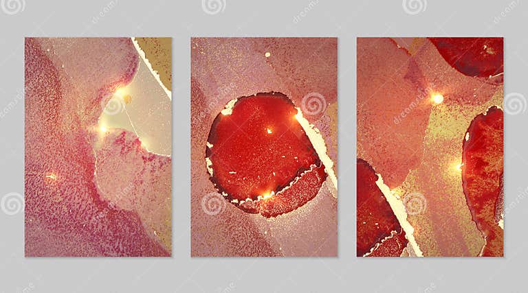 Light Red and Gold Pattern with Texture of Geode and Sparkles Stock ...
