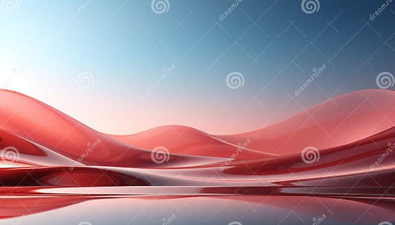 Light Red Wave Background Generative AI Stock Illustration ...