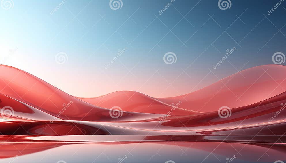 Light Red Wave Background Generative AI Stock Illustration ...
